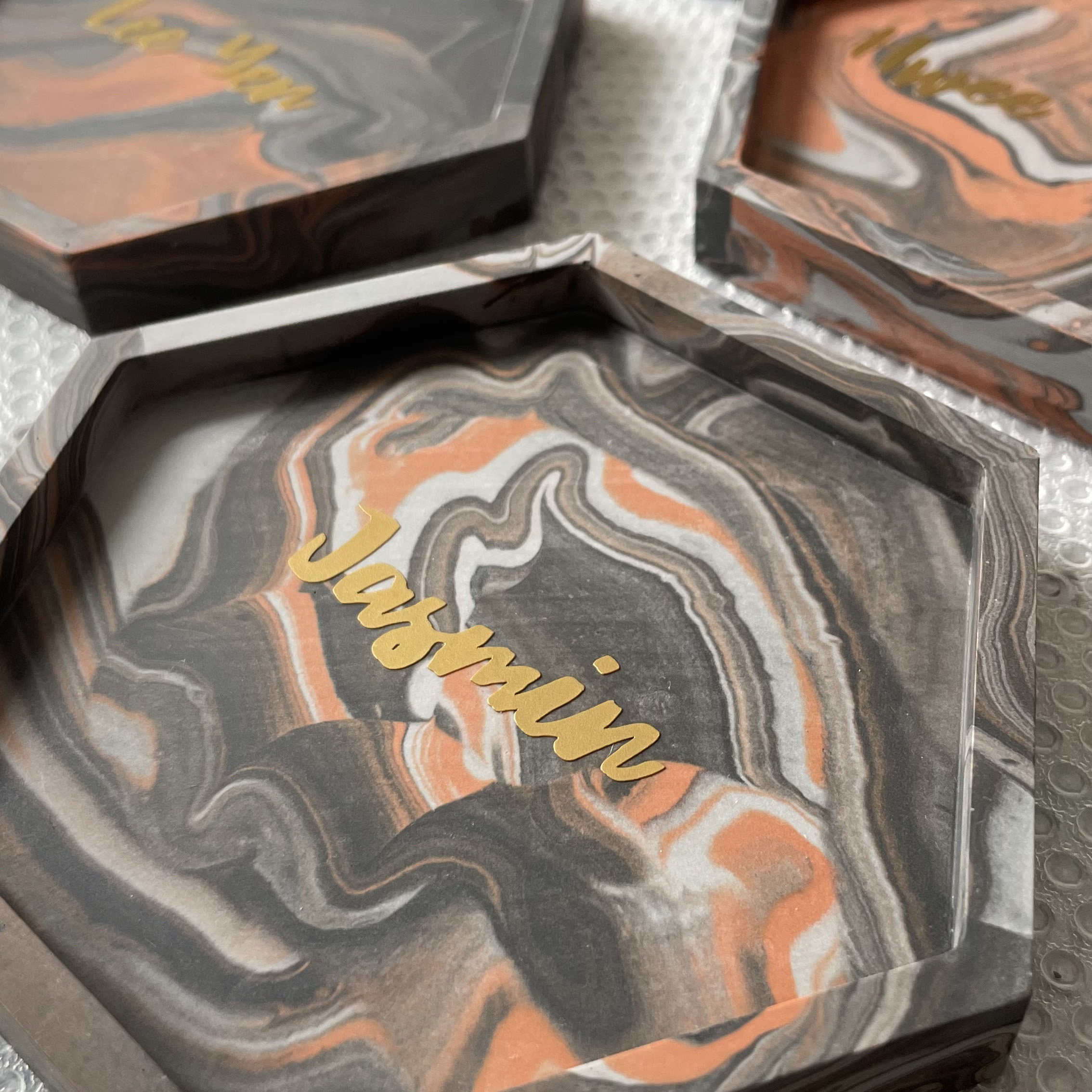 Hexagon Coaster (Marble) – Jhoou Studio