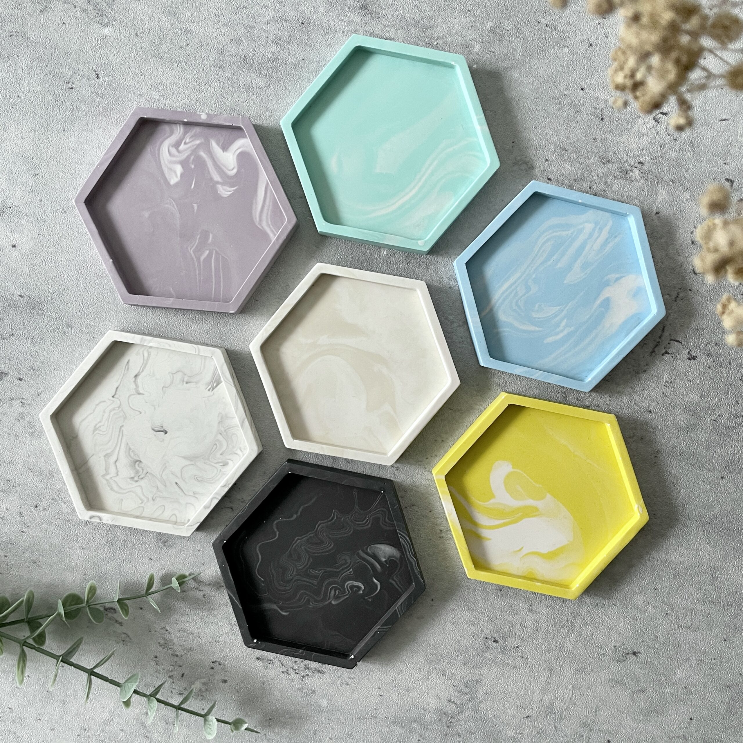 Hexagon Coaster (Marble) – Jhoou Studio