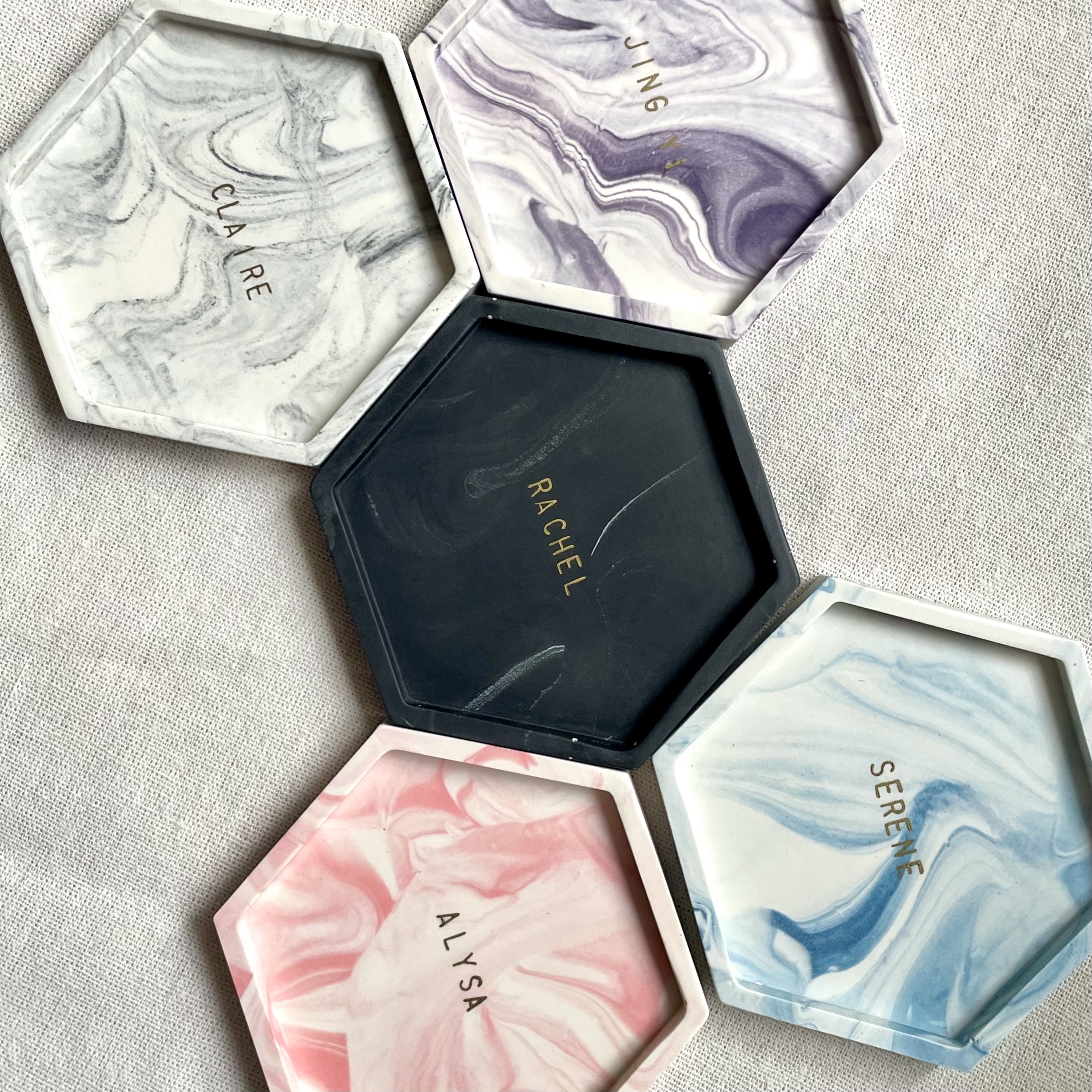 Hexagon Coaster (Marble) – Jhoou Studio